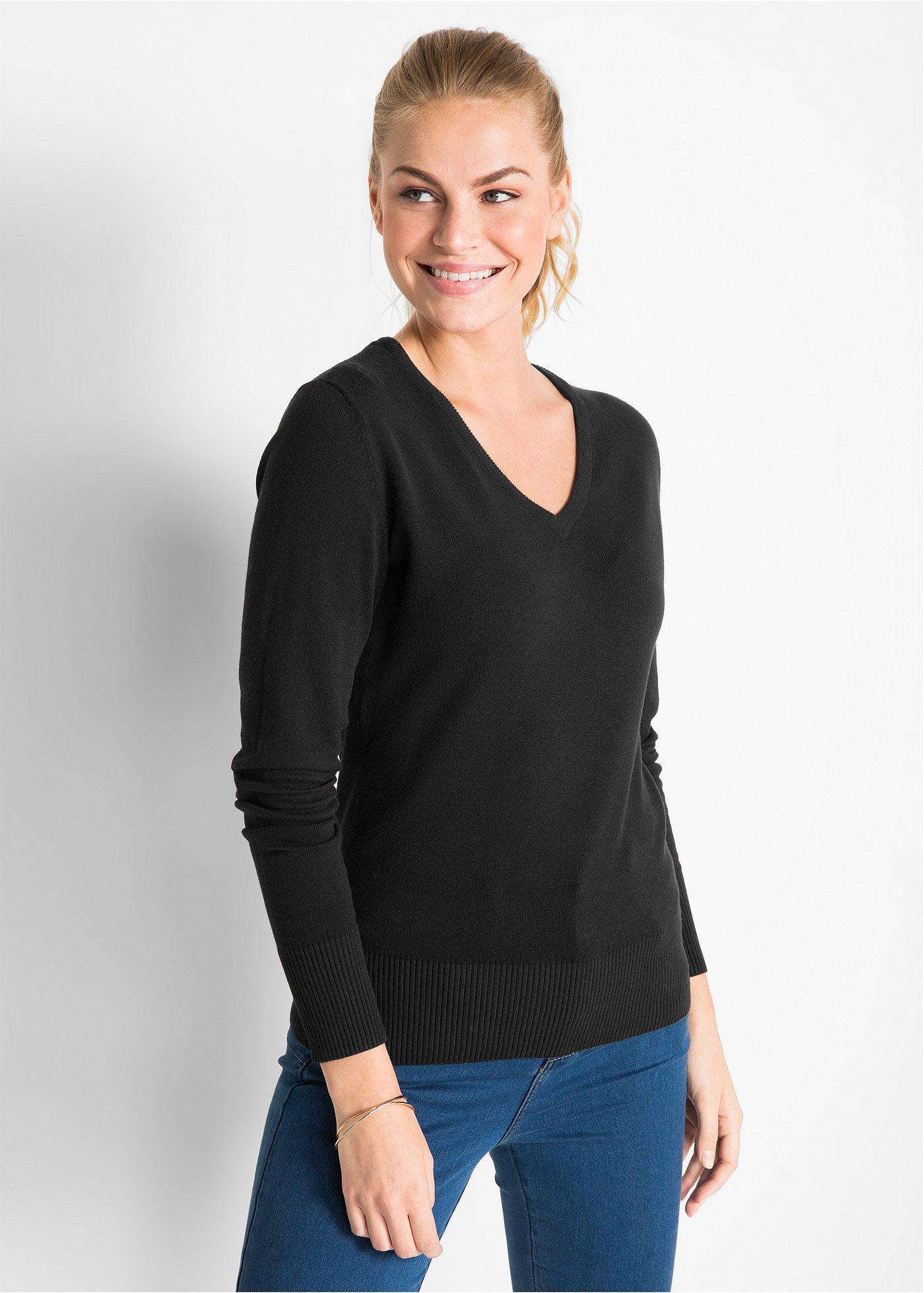 Maglione basic comodo in misto cotone - Nero Maglione basic comodo in misto cotone - Nero