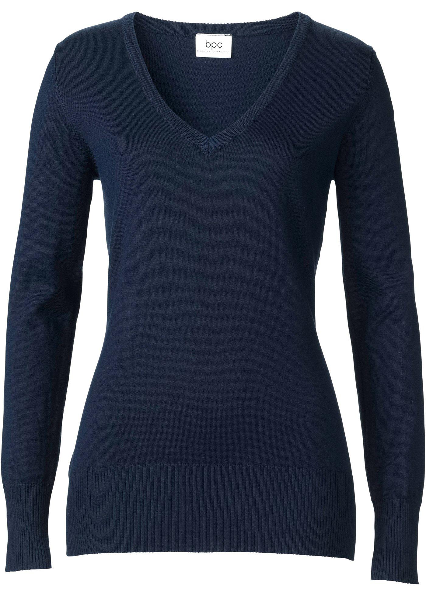 Maglione basic comodo in misto cotone - Blu scuro Maglione basic comodo in misto cotone - Blu scuro