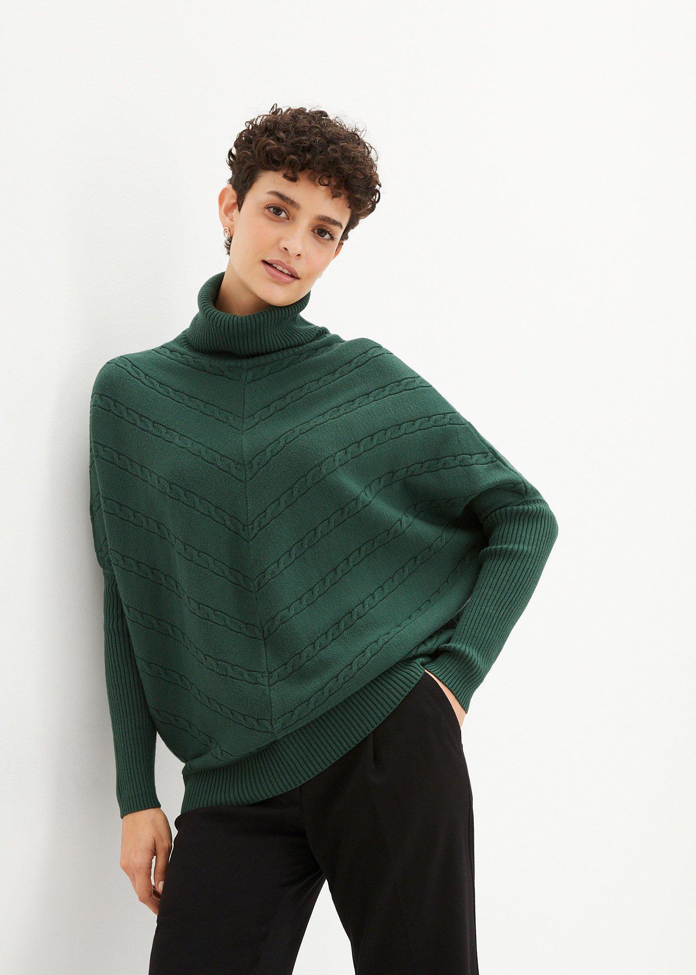 Maglione a collo alto - Verde scuro