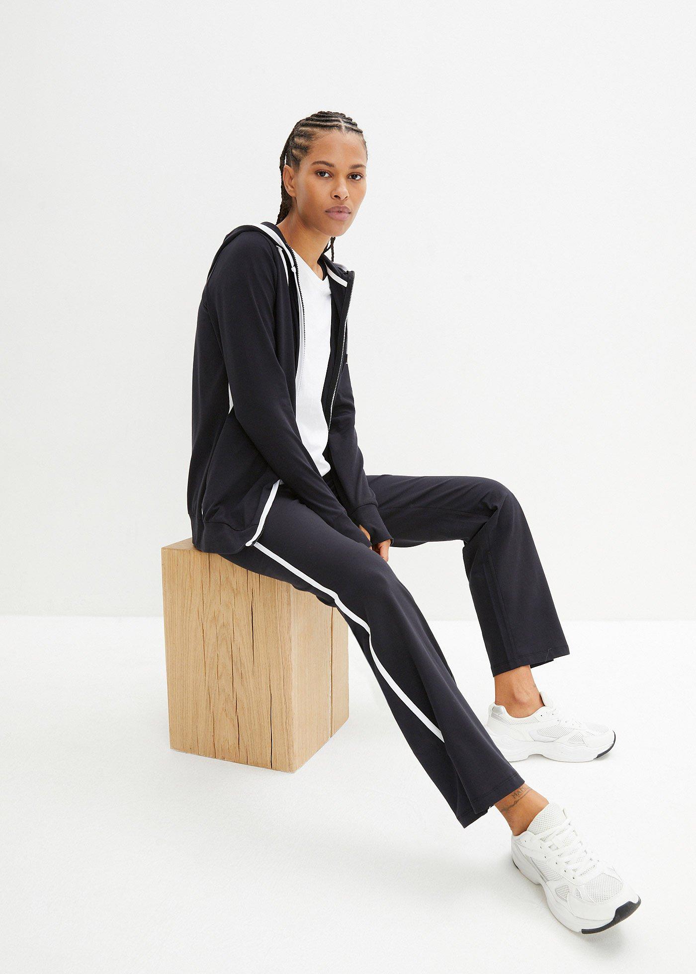 Tuta sportiva comoda (set 2 pezzi) straight - Nero