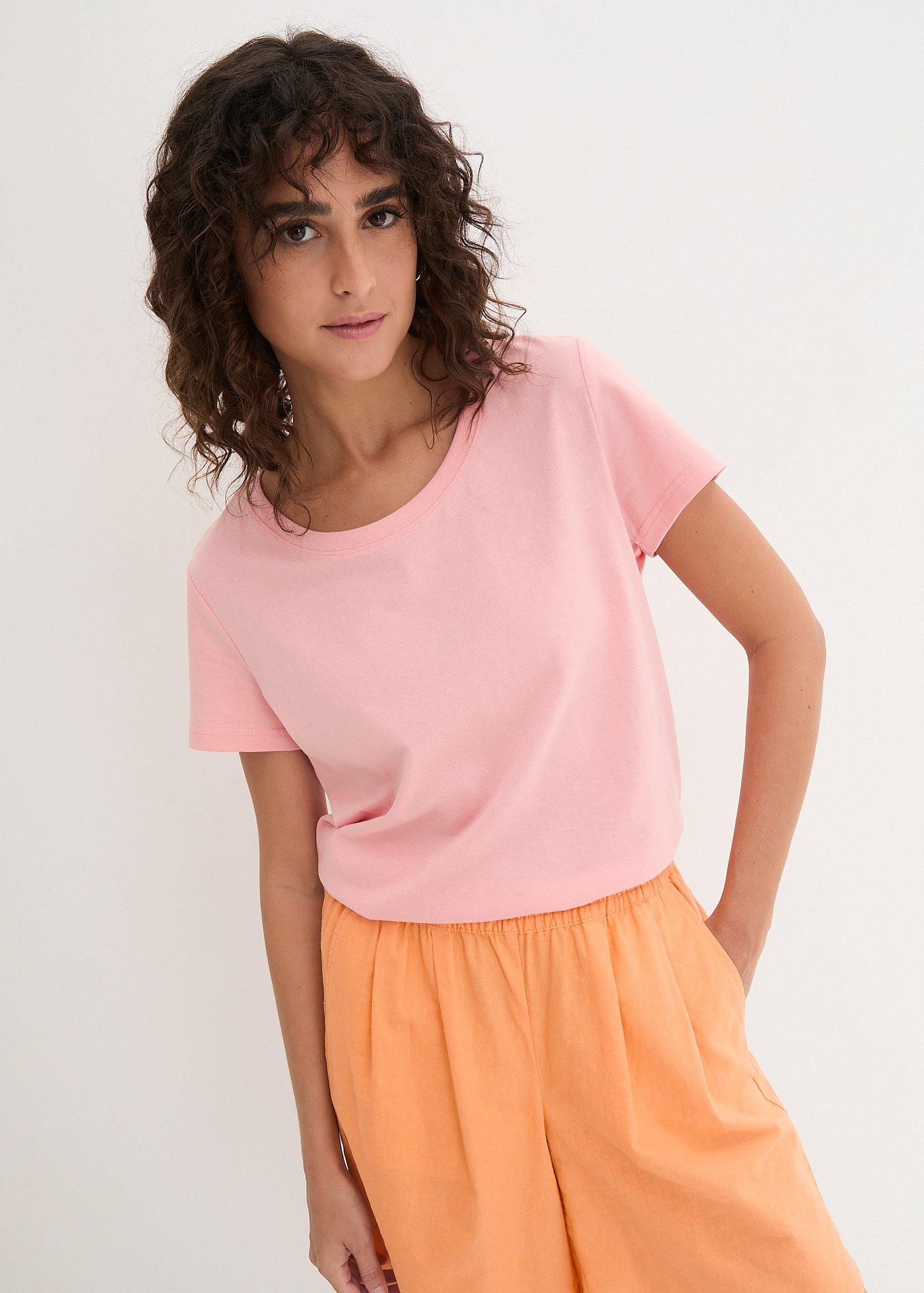 Maglia lunga comoda in jersey singolo - Rosa chiaro + lilla chiaro ...