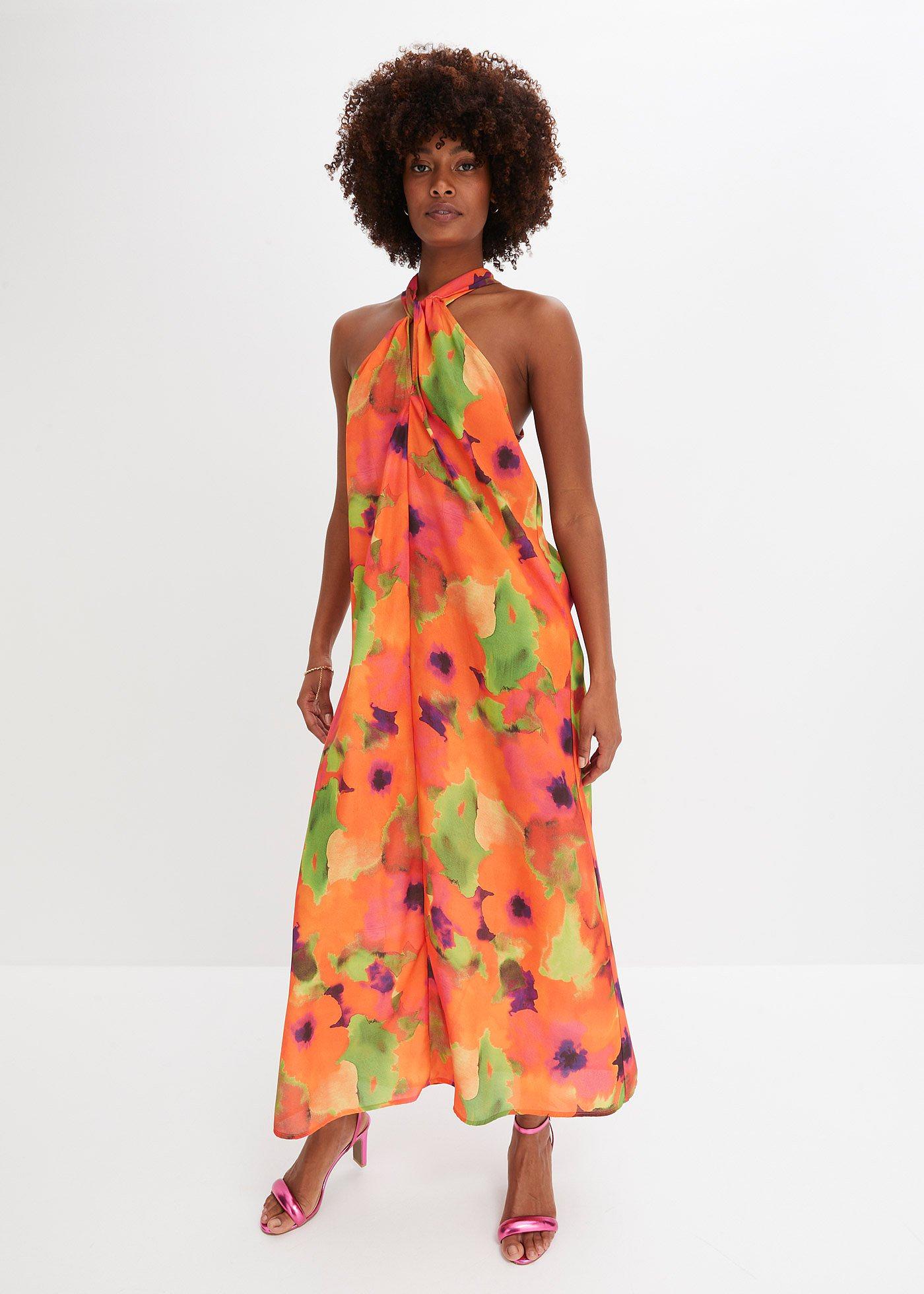 Abito ricco di stile dalla bella vestibilità - Rosso / verde fantasia