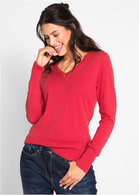 Maglione basic comodo in misto cotone - Rosso Maglione basic comodo in misto cotone - Rosso
