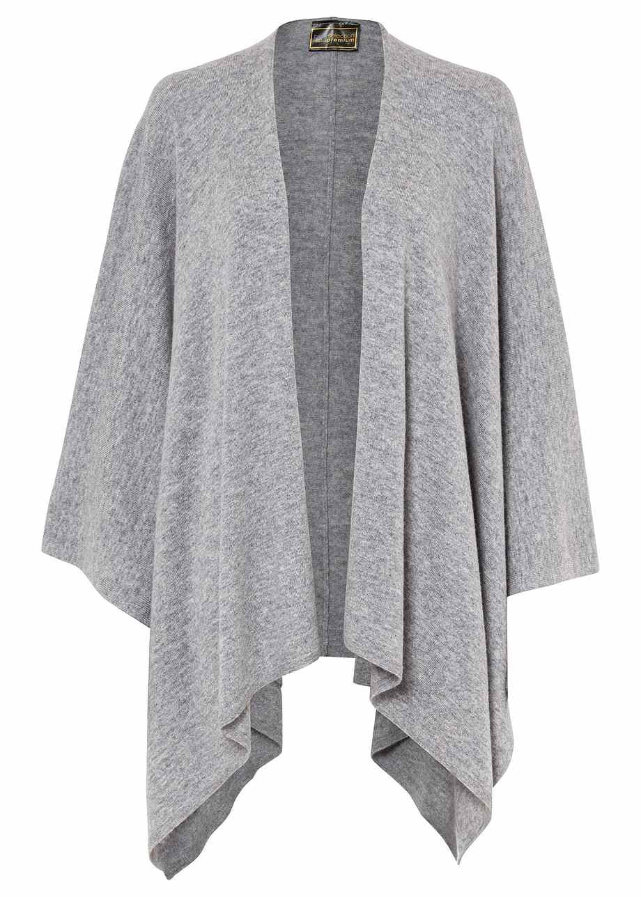 Poncho morbido con Good Cashmere Standard® - Grigio melange