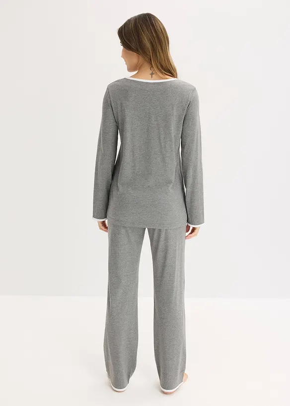 Pigiama comodo - Grigio melange / bianco
